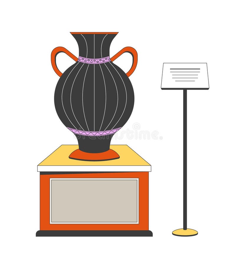Greek Amphora Exhibit 2D Linear Cartoon Object Stock Illustration ...