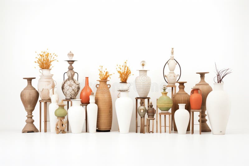 Greek Amphora Vases Neatly Arranged on White Stock Photo - Image of collection, vases: 306515156