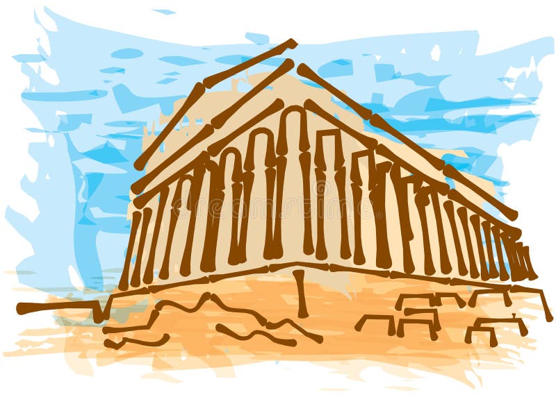 Greek ancient building stock vector. Illustration of destination - 24090581