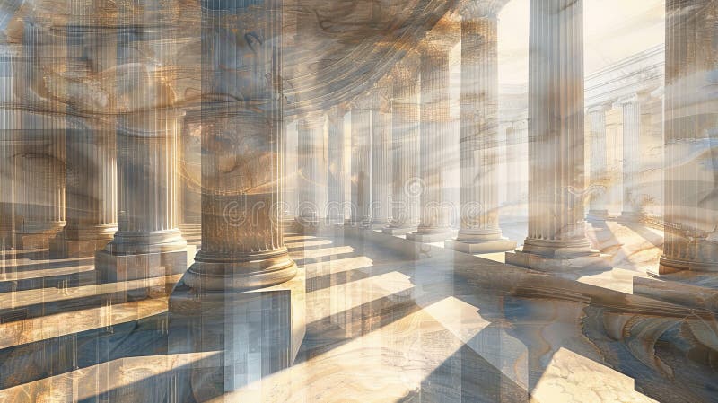 Greek Architecture Elements Blend with Modern Patterns in Realistic ...