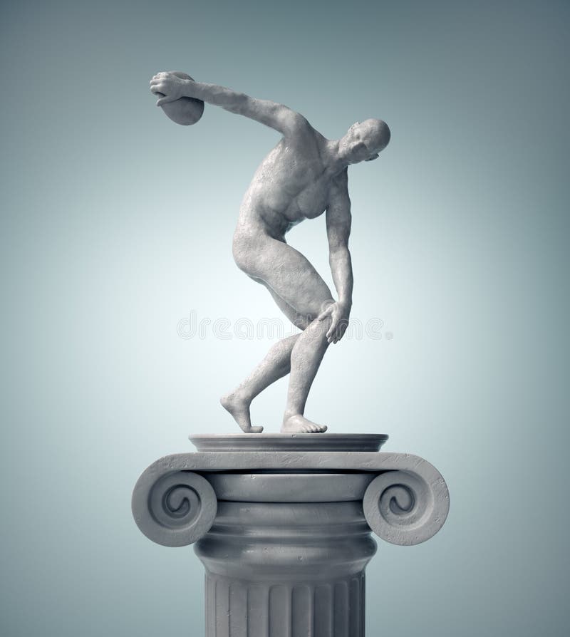 Greek Athlete Statue Throwing the Discus Stock Illustration ...