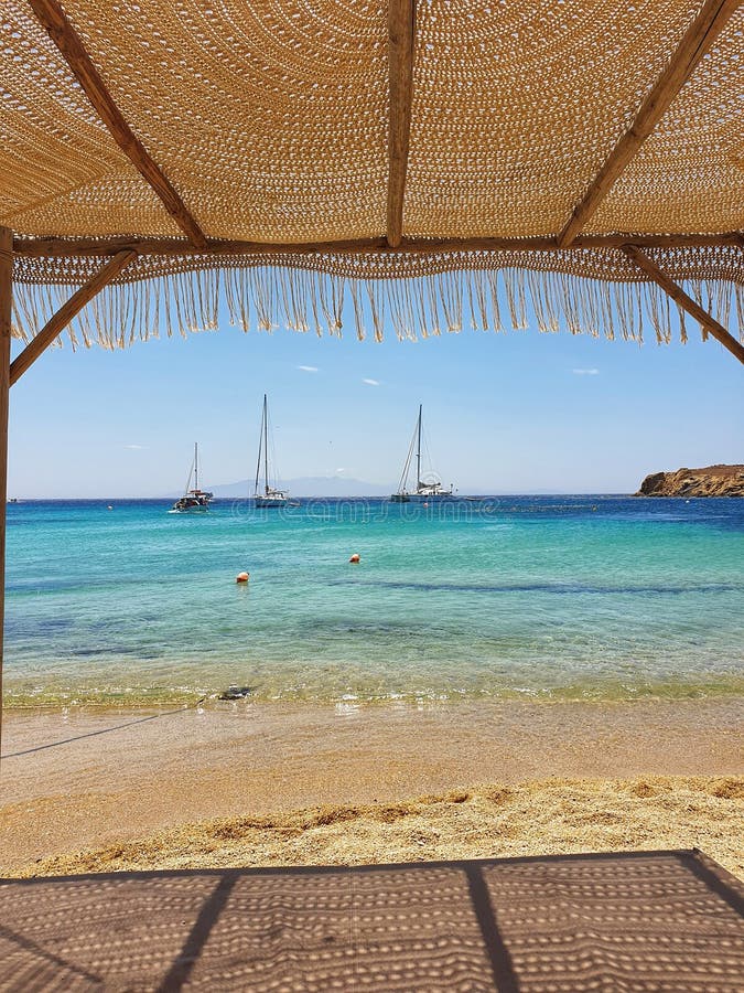 Greek beach view stock photo. Image of clear, beach - 173755422