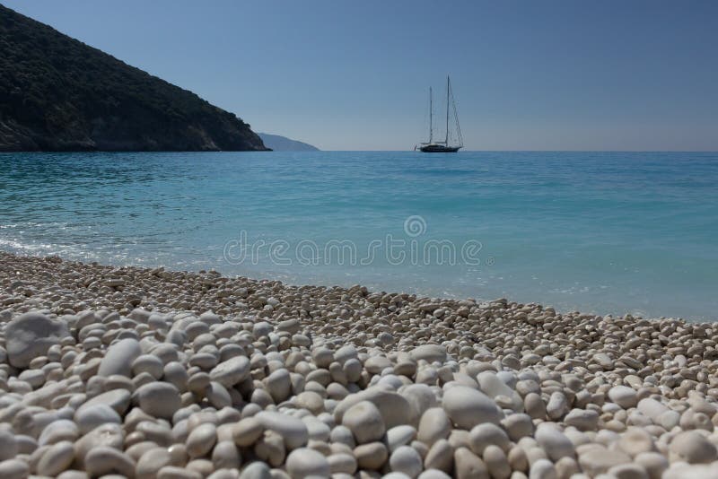Greek Beach with White Stones Stock Photo - Image of holiday, greece ...