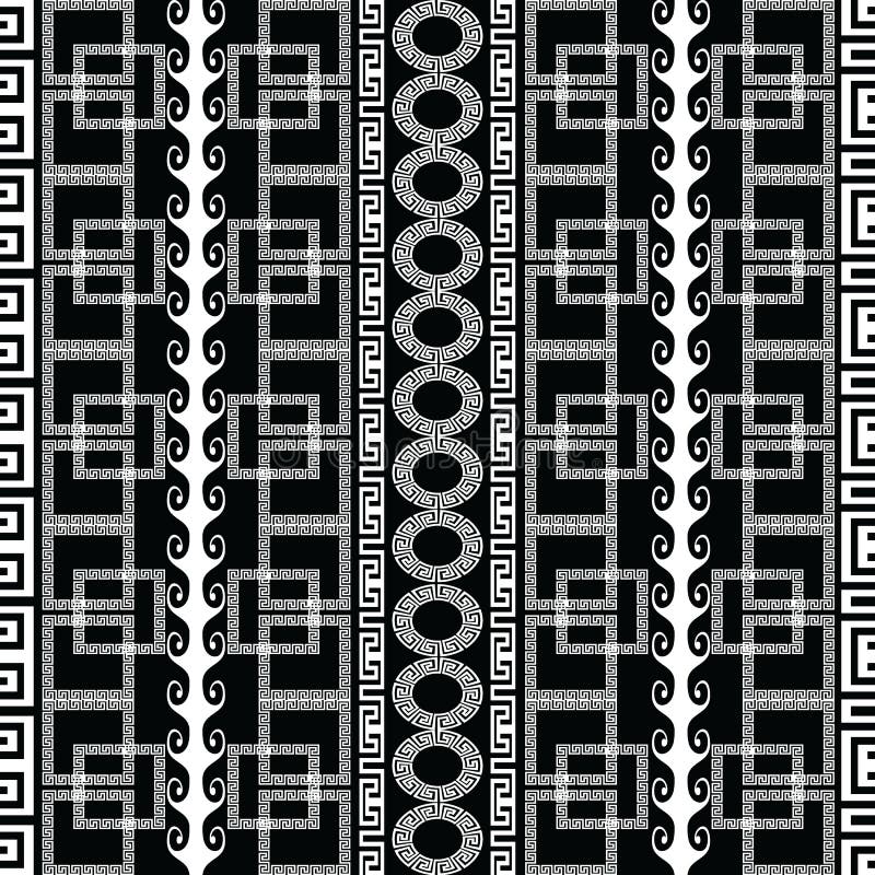Squares Greek Black and White Vector Seamless Pattern. Ornamental ...