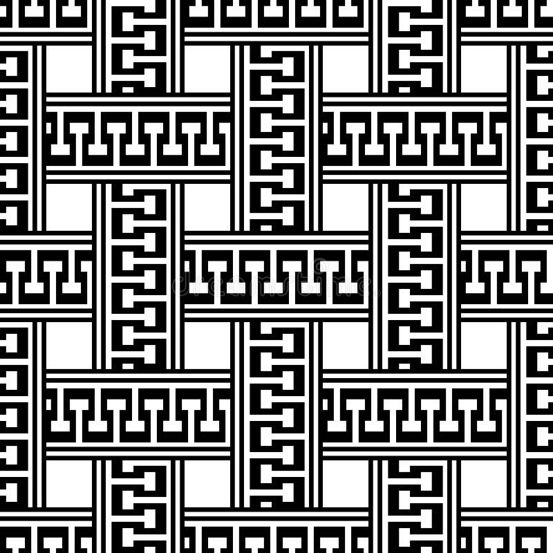 Greek Black and White Vector Seamless Pattern. Braided Greek Key Stock ...