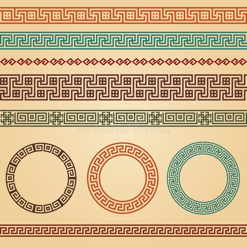 Ancient Greek Border Ornaments, Meanders Stock Vector - Illustration of ...