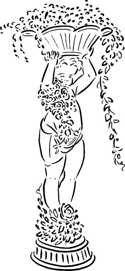 Greek Boy Statue Holding Vase Sketch for Classical Decor Stock ...