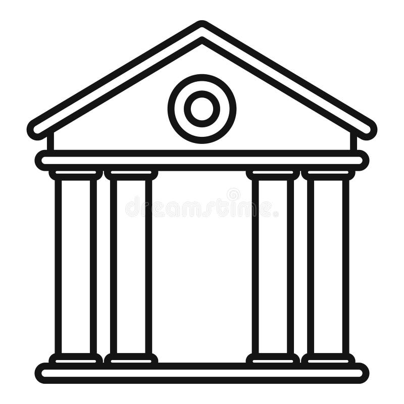 Greek Building Facade with Columns and Gable Roof Line Art Stock ...