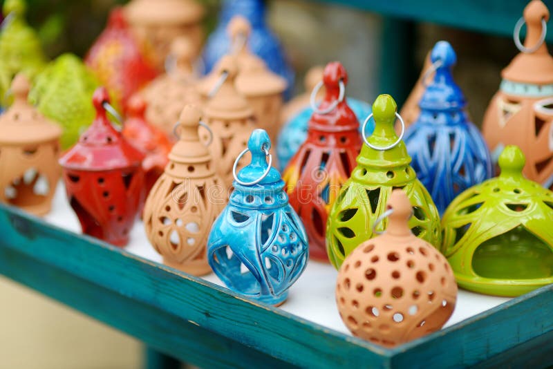 Greek ceramic lanterns stock image. Image of europe, lanterns - 31360955