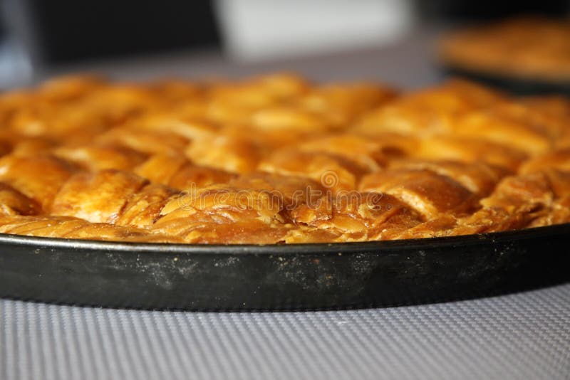 Greek Cheese pie close up stock photo. Image of culture - 115657666