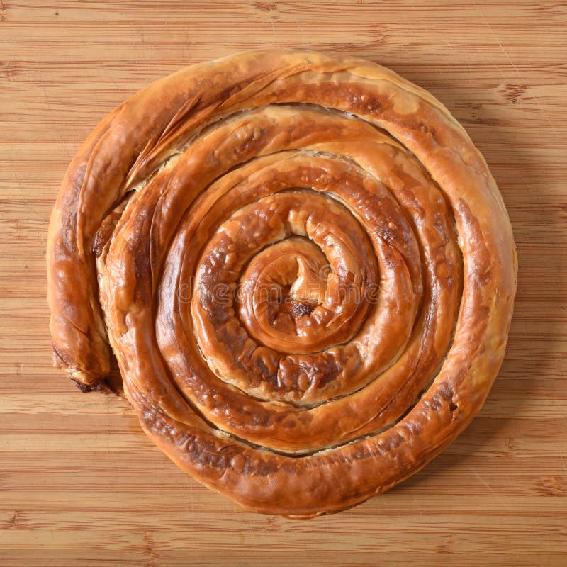 Greek Cheese Pie stock image. Image of wooden, overhead - 125055829