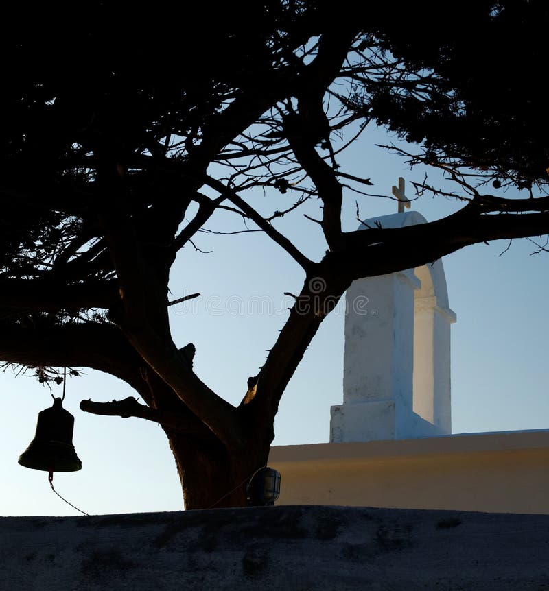 Greek church behind tree stock image. Image of religious - 22602519