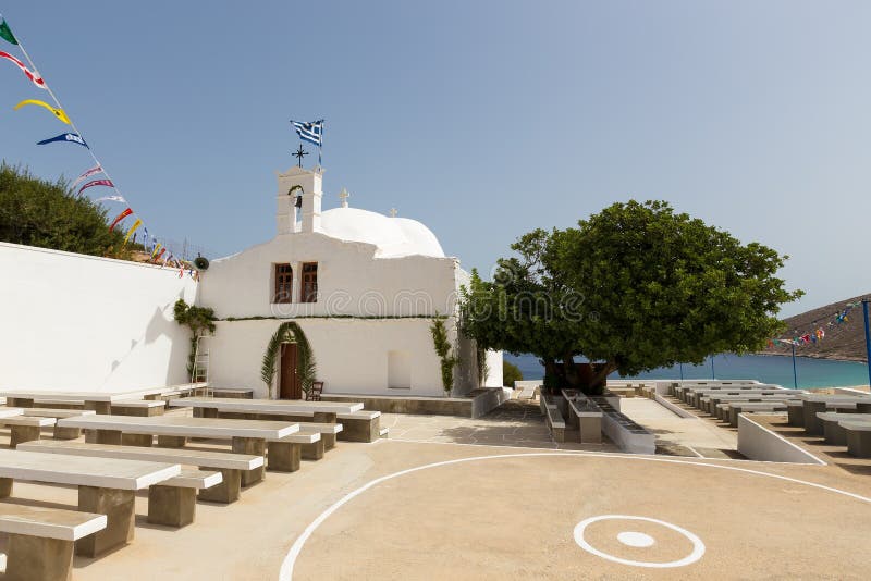 Greek Church in Ios Island, Greece Stock Photo - Image of summer, greek ...