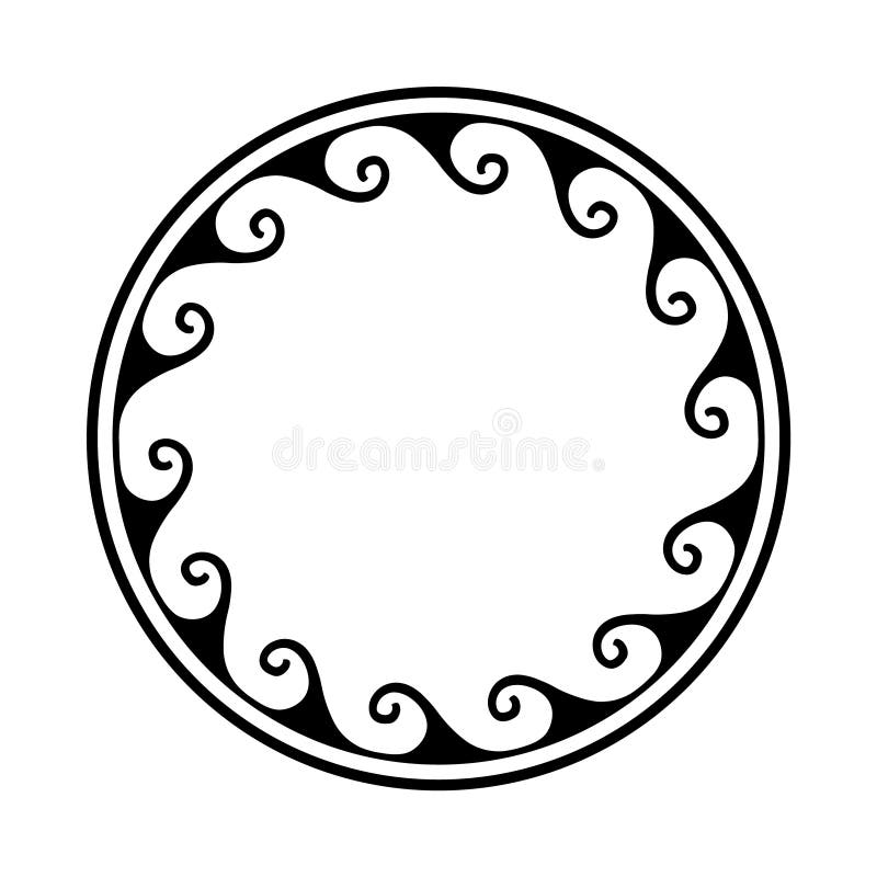 Greek Circle Pattern Border. Vector Round Greek Frame Ornament Ancient ...
