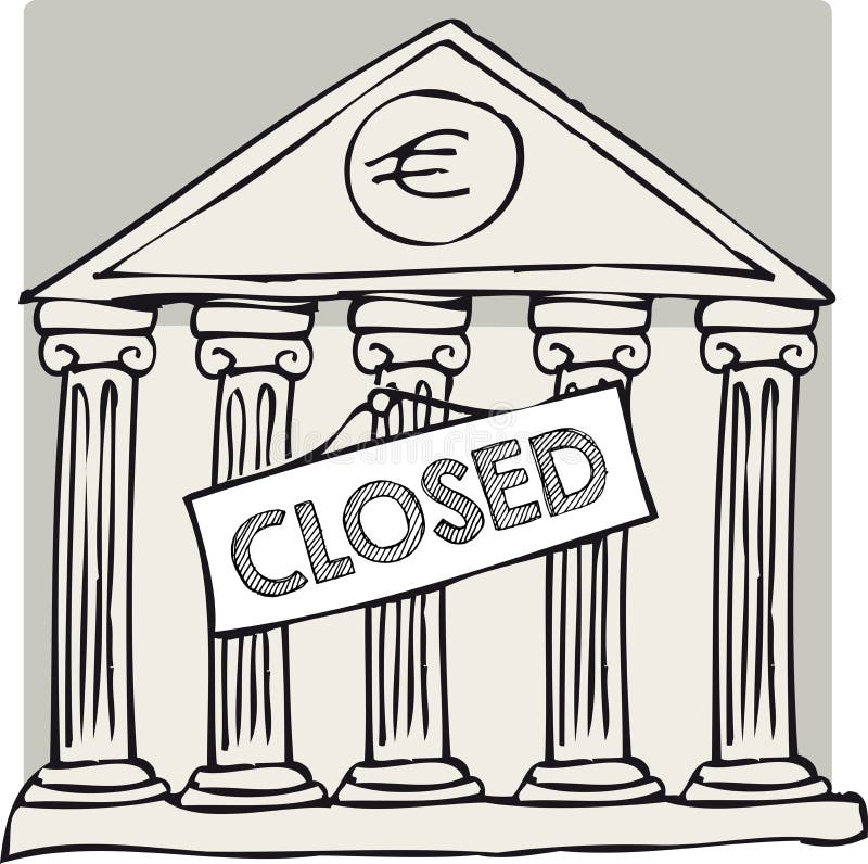 Greek closed bank stock vector. Illustration of announcement - 56064058