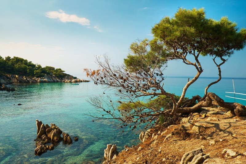 Greek coast stock photo. Image of outdoor, blue, mediterranean - 118501264