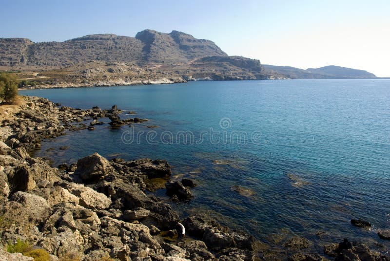Greek coastline stock image. Image of beach, blue, stones - 10792013