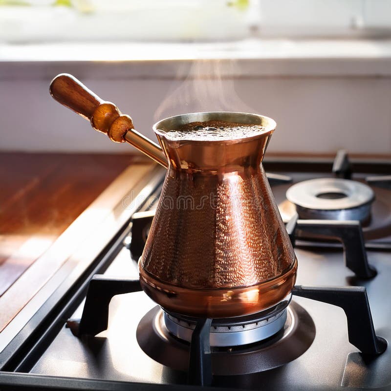 Greek Coffee in a Briki on the Kitchen Stove, AI Generated Stock ...