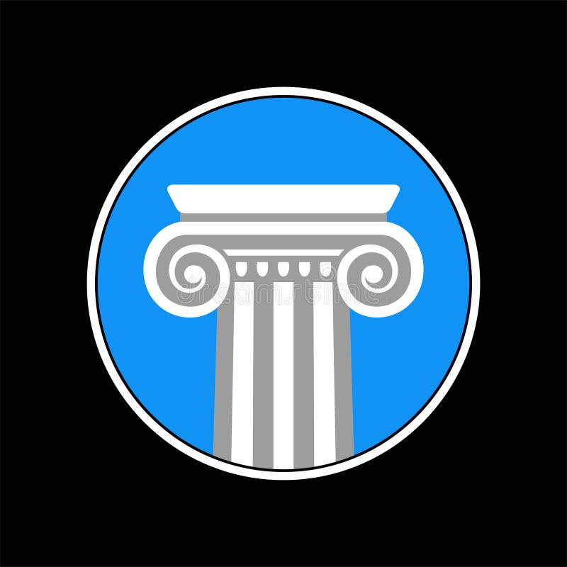 Greek Column Circle Emblem. Classic Architectural Element Vector ...
