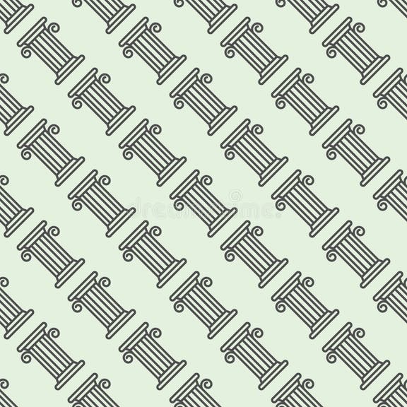 Greek Column Line Seamless Pattern, Architect Studio Theme. Vector ...