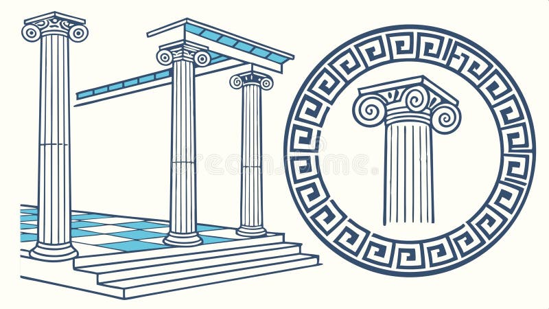 Greek Column and Wreath, Classical Architecture Element Vector Design ...