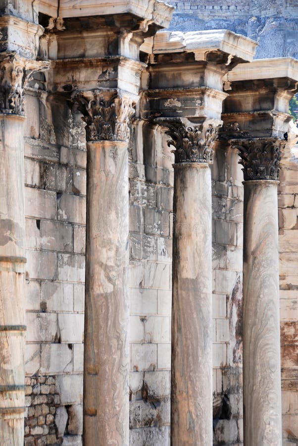 Greek Ancient Columns in a Row Stock Photo - Image of european ...
