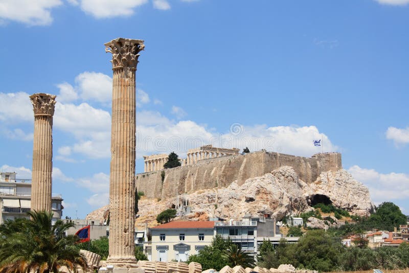 Greek Columns and Acropolis Stock Image - Image of site, ruins: 10420047