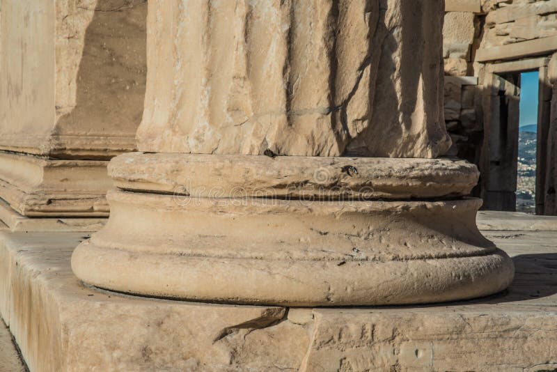 Greek Columns Atop the Athens Acropolis Stock Photo - Image of tourist ...