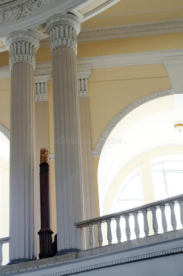 Greek Columns in the Interior of the Building Stock Image - Image of ...