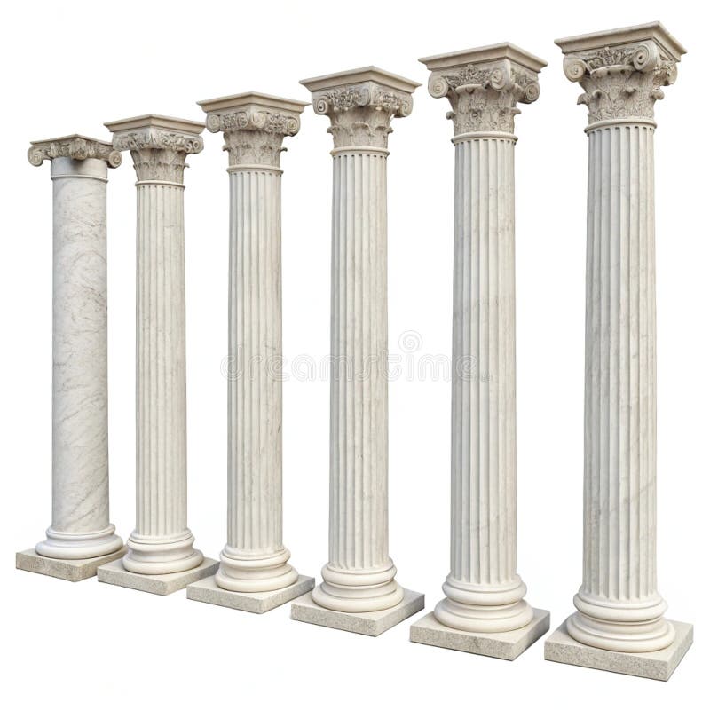 Greek Columns Isolated on White Background Stock Illustration ...