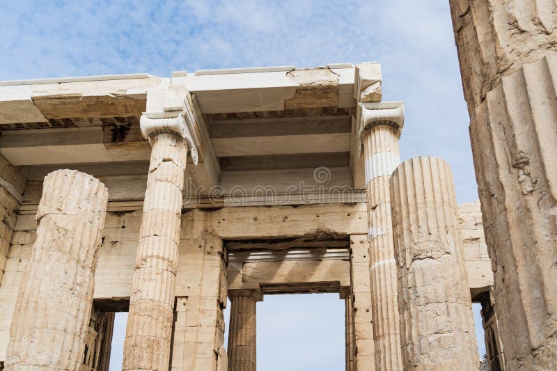 Greek Columns in the Parthenon Against the Sky Stock Photo - Image of ...