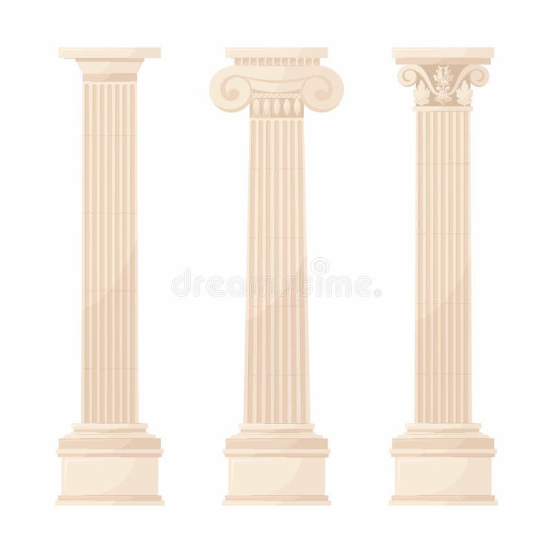 Greek Columns. a Set of Illustrations of Three Types of Greek Columns ...