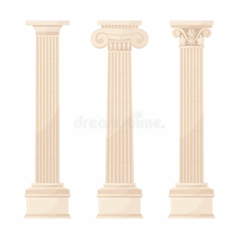 Greek Columns. a Set of Illustrations of Three Types of Greek Columns ...