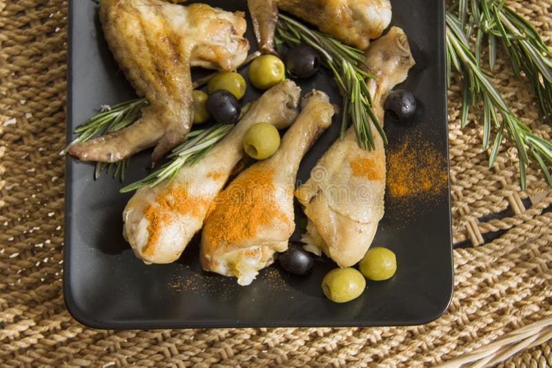 Greek Dinner with Fried Chicken Stock Photo - Image of grilled, health ...