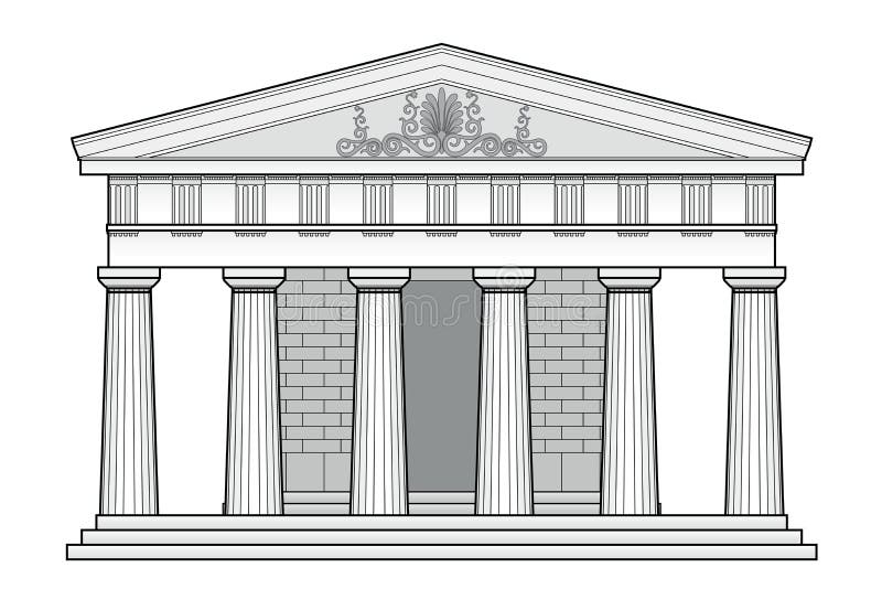 Greek Doric temple stock vector. Illustration of hellenistic - 18755215