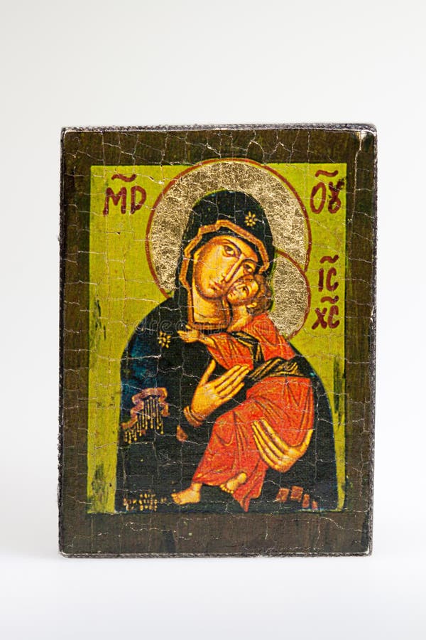 Greek Byzantine Eleousa Icon Stock Photo - Image of motherhood ...