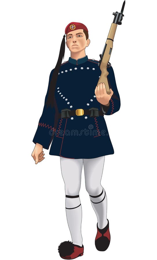 Greek Evzone Guard Vector Illustration Stock Vector - Illustration of ...