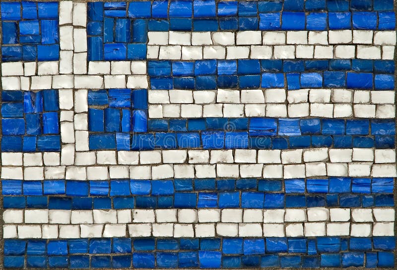 Greek Flag Outline on Blue Cardboard Surface. Paper Texture with ...