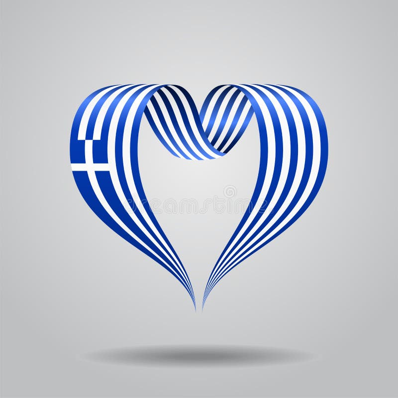 Greek Flag Heart-shaped Ribbon. Vector Illustration. Stock Vector ...