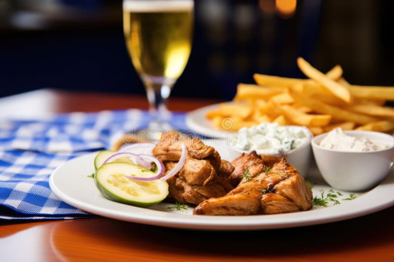 Greek Flag Next To a Plate of Gyro Stock Image - Image of mediterranean ...