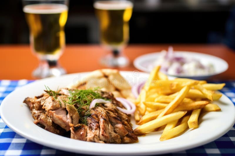 Greek Flag Next To a Plate of Gyro Stock Image - Image of food ...