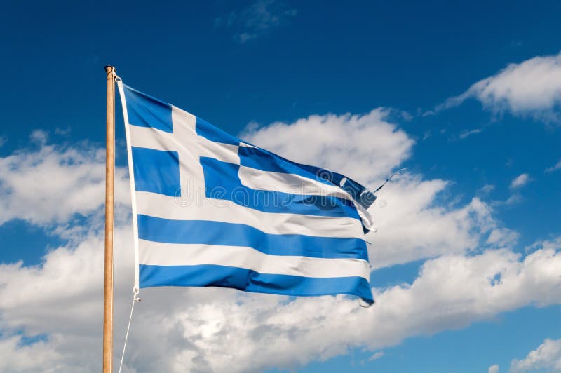 Greek Flag By Heraklion Castle, Crete. Stock Photo - Image of summer ...