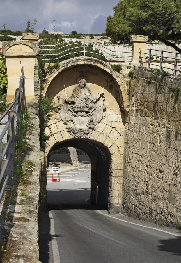 Greek gate in Mdina Malta stock image. Image of citadel - 63524757