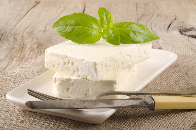 Greek Goat Cheese and Basil Stock Image - Image of basil, greek: 34521263