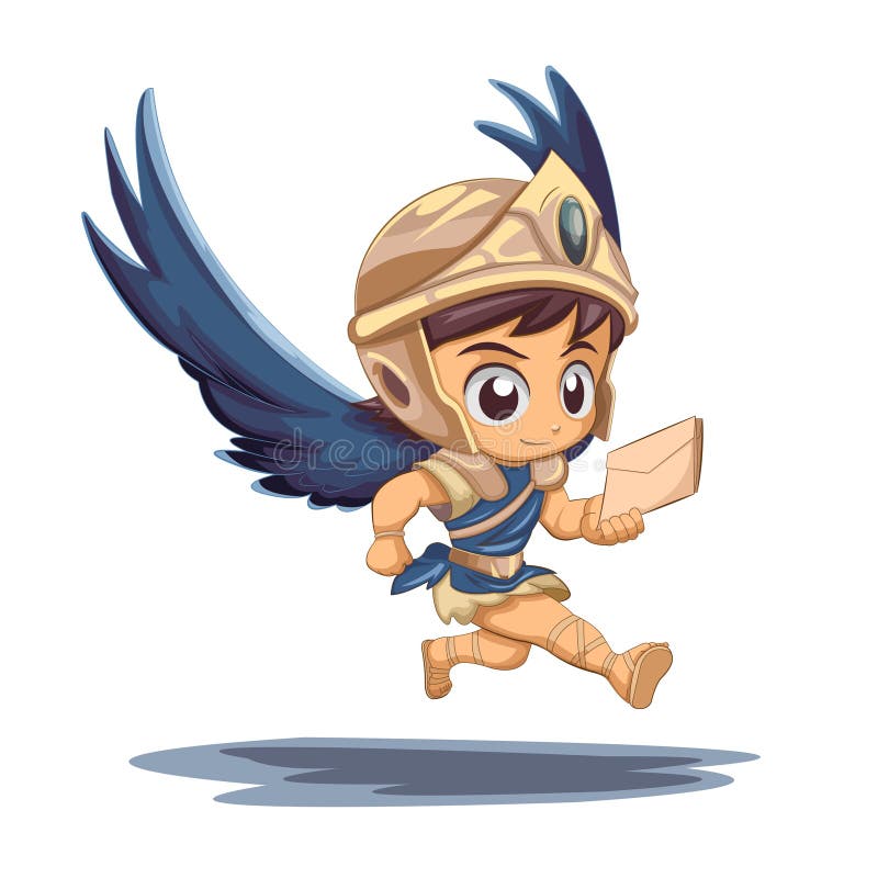 Greek God Hermes Running with a Letter Vector Stock Illustration ...