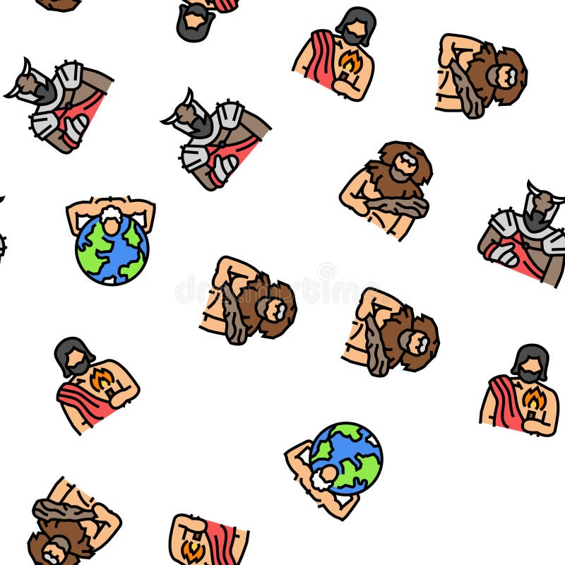 Greek God Mythology Ancient Icons Set Vector Stock Vector ...