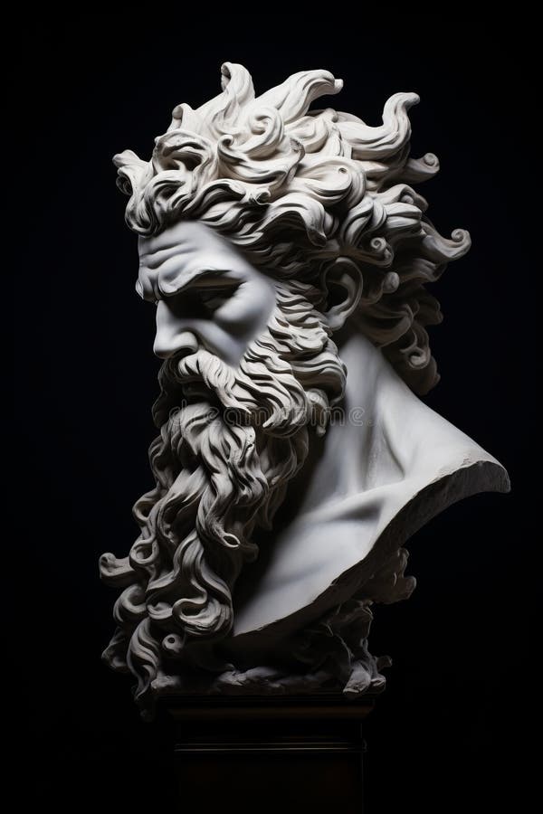 Greek God Sculpture Profile Picture with Black Background Stock Photo ...