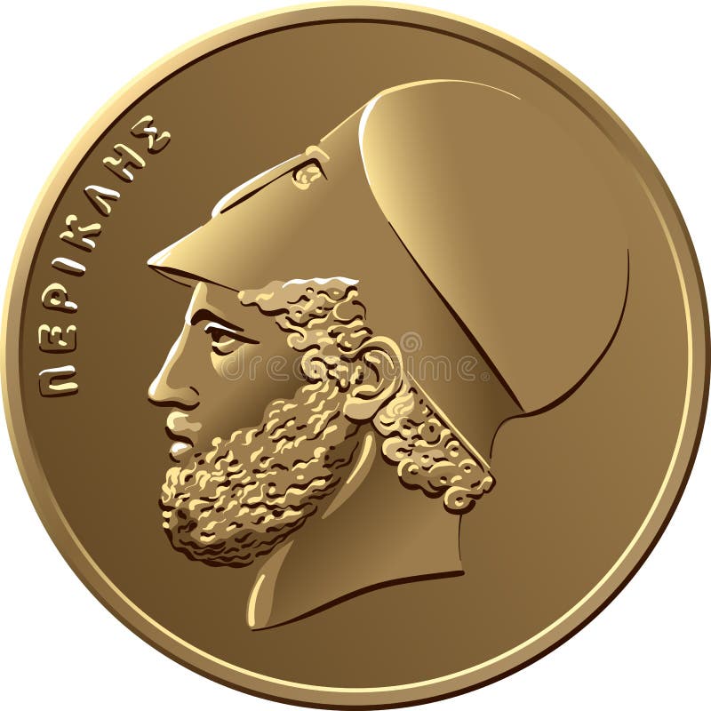 Greek Gold Coin 20 Drachmas with Pericles Stock Vector - Illustration ...