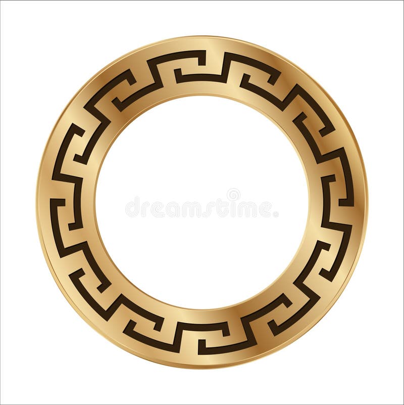 Greek Golden Circle Frame Border Vector Meander Stock Vector ...