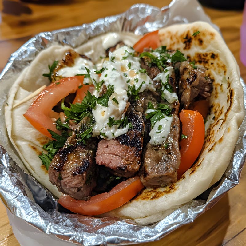 Greek Gyro with Grilled Lamb Fresh Veggies Stock Illustration ...